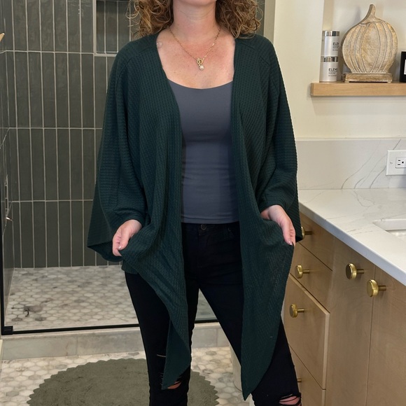 Style Rack | Tops | Dolman Cardigan With Front Tie In Dark Green Size ...